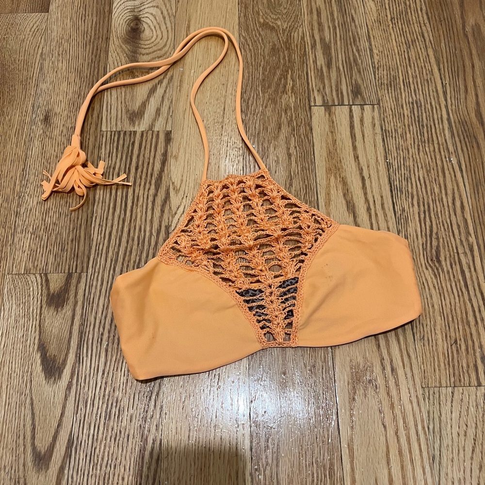 Acacia Crochet Front Orange Bathing Suit Top - Gem